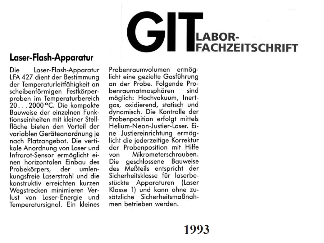 60 Jahre NETZSCH-Gerätebau: Die Geschichte der Laser Flash Apparatur ... 60 Jahre NETZSCH-Gerätebau: Die Geschichte der Laser Flash Apparatur ...